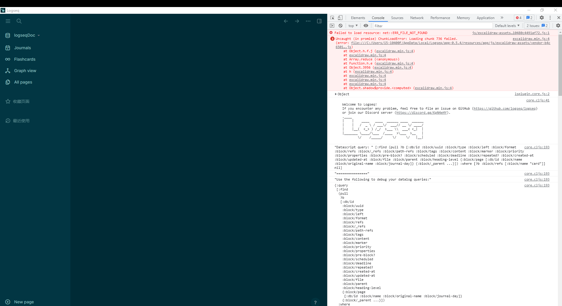 load graph error · Issue #3563 · logseq/logseq · GitHub