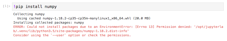 No permission when trying to install pip package · Issue #35 · YunoHost-Apps/jupyterlab_ynh · GitHub