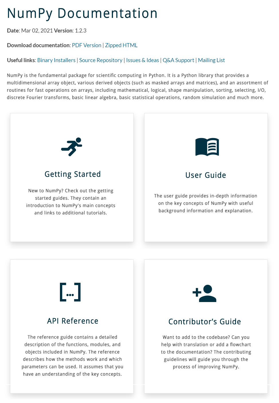 Hard to navigate docs front page, refguide link is missing · Issue ...