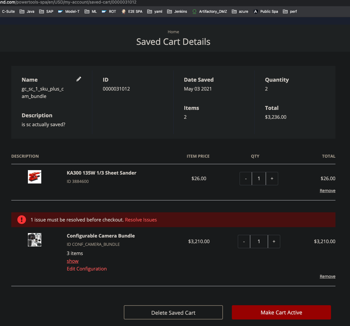 Saved Carts Functionality Broken with CPQ · Issue #12253 · SAP/spartacus · GitHub