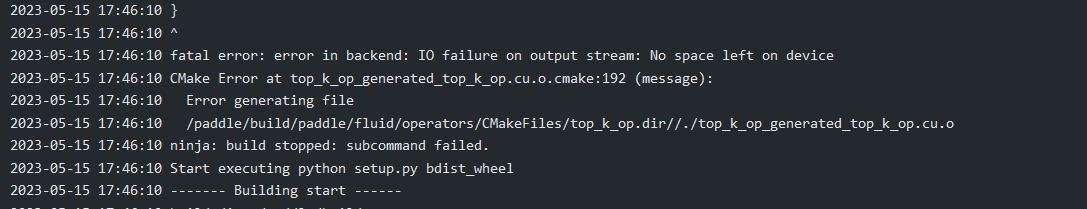 CI 任务 No space left on device · Issue #53819 · PaddlePaddle/Paddle · GitHub