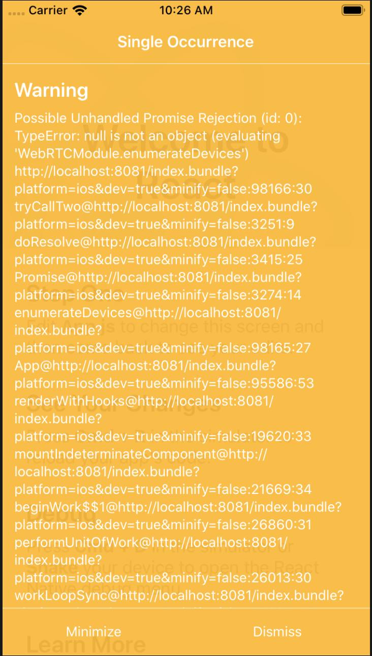 Cant Get Default Code Working · Issue 746 · React Native Webrtcreact Native Webrtc · Github