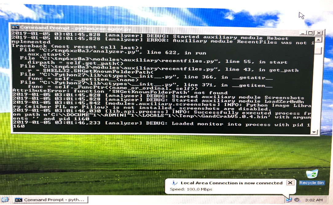Cuckoo error in Windows 7 guest · Issue #2590 · cuckoosandbox/cuckoo · GitHub