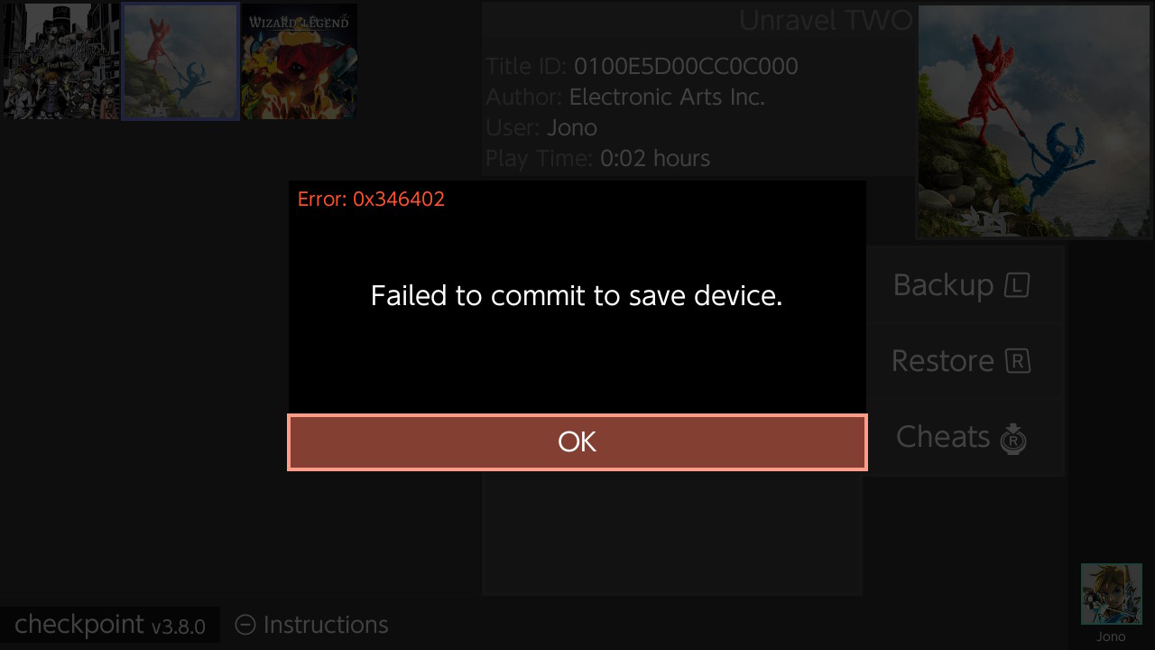 [Bug Report] Cannot Restore Savedata for Unravel TWO · Issue #443 · BernardoGiordano/Checkpoint ...