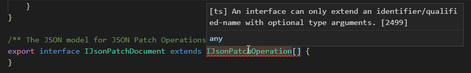 Generate typescript client: An interface can only extend an identifier/qualified-name with ...