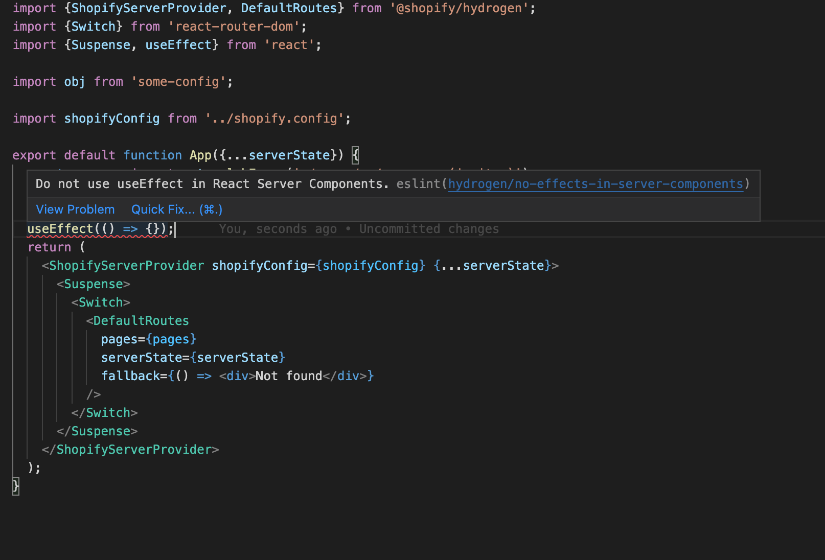 feat: eslint rule no effects on server by cartogram · Pull Request #220 · Shopify/hydrogen · GitHub