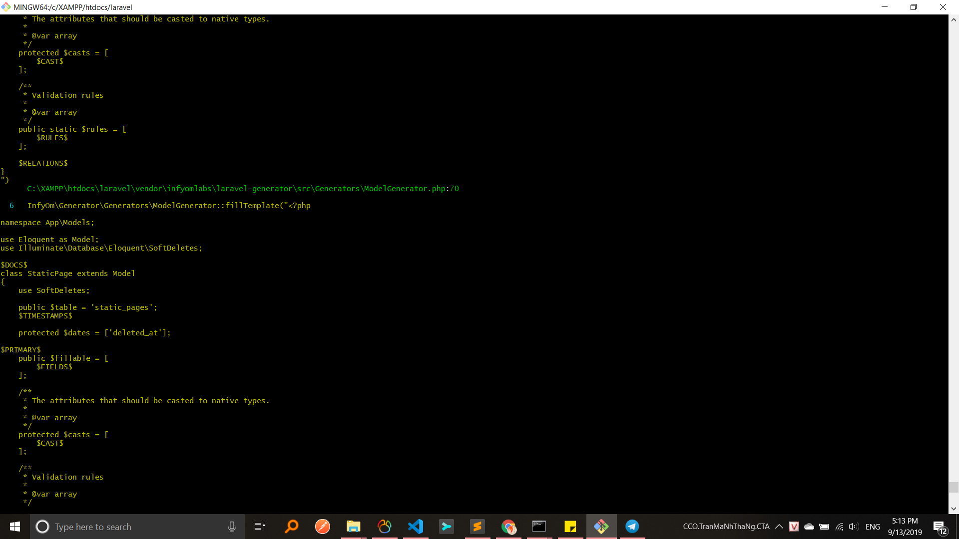 Argument 1 passed to Doctrine\Common\Inflector\Inflector::pluralize() must be of the type string ...