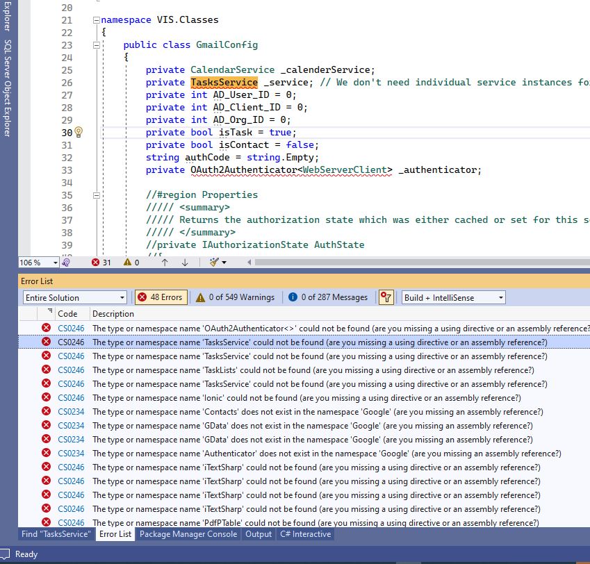 issue with missing namespace / up to date project · Issue #1534 · VIENNA-Advantage-ERP-CRM ...
