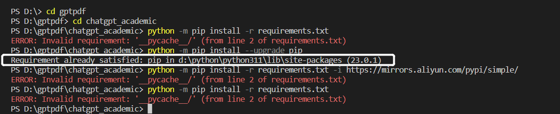 ERROR: Invalid requirement: '__pycache__/' (from line 2 of requirements.txt) · Issue #462 ...