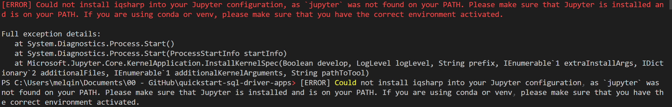 Could not install iqsharp into your Jupyter configuration, Could not install iqsharp into your ...