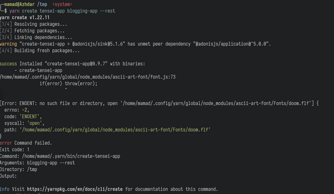 can not create project · Issue #160 · tenseijs/tensei · GitHub