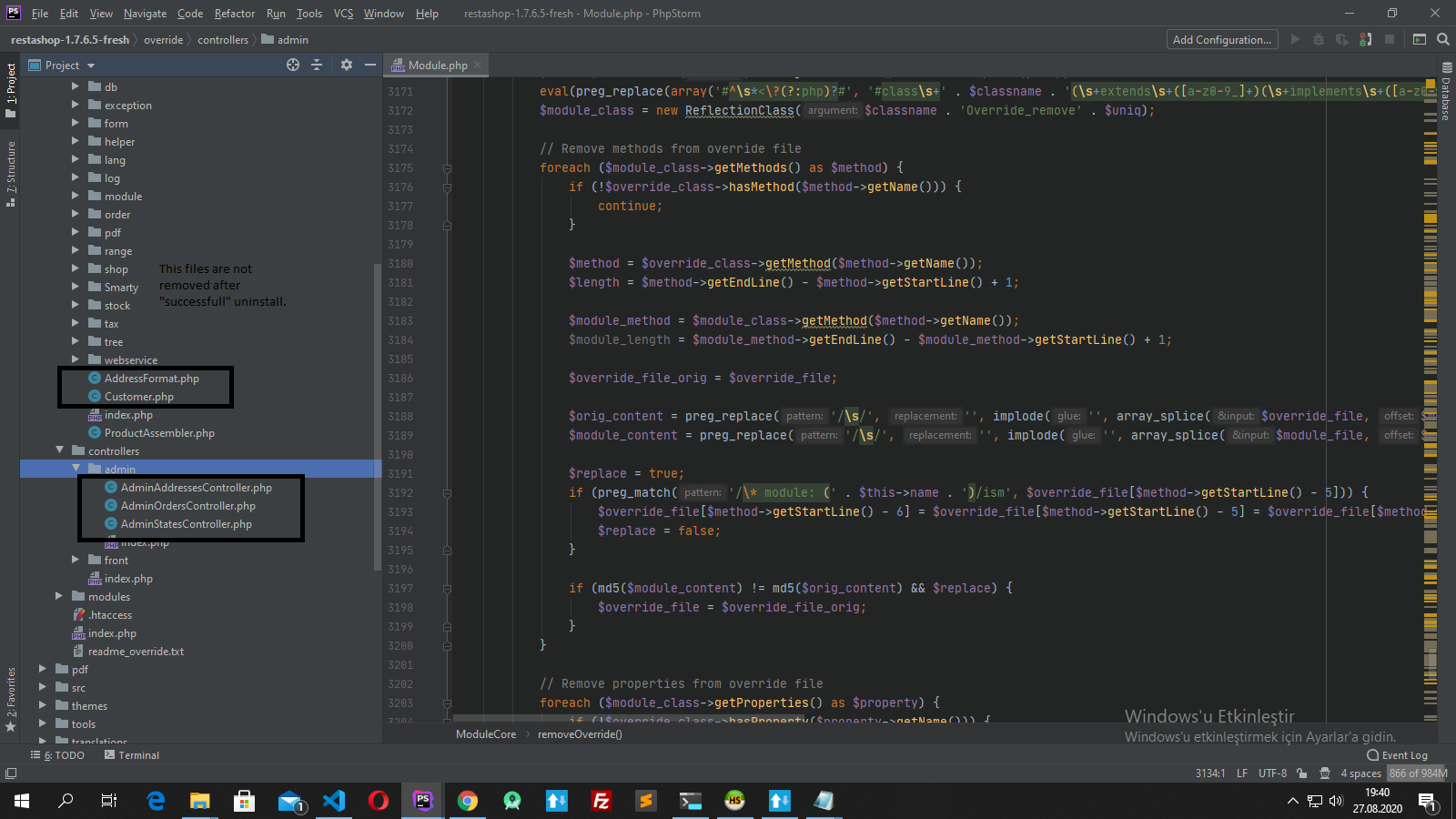 Prestashop 1.7.6.x cannot remove override classes on module uninstall · Issue #20761 ...