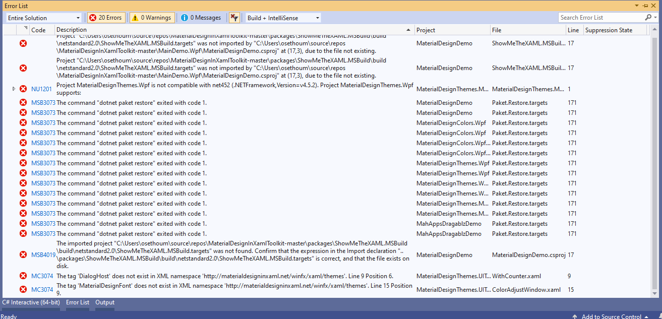 Cannot Rebuild The Project · Issue #2144 · MaterialDesignInXAML/MaterialDesignInXamlToolkit · GitHub