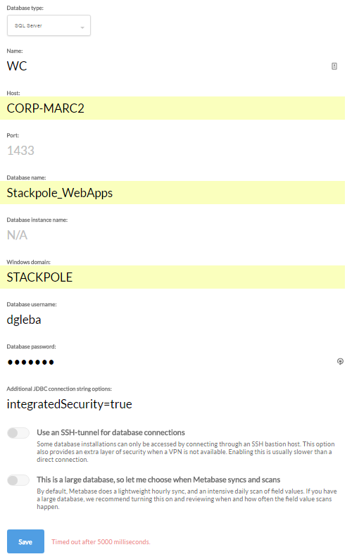 Connection to ms sql server no longer works · Issue #6056 · metabase/metabase · GitHub