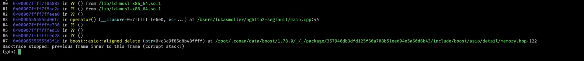 nghttp2-asio: segmentation fault in conan-cmake-based project · Issue #1721 · nghttp2/nghttp2 ...