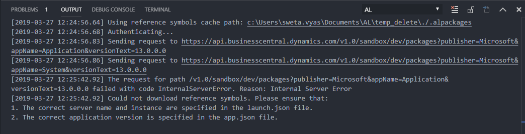 VSCode - AL - Unable to download symbols · Issue #4787 · microsoft/AL · GitHub