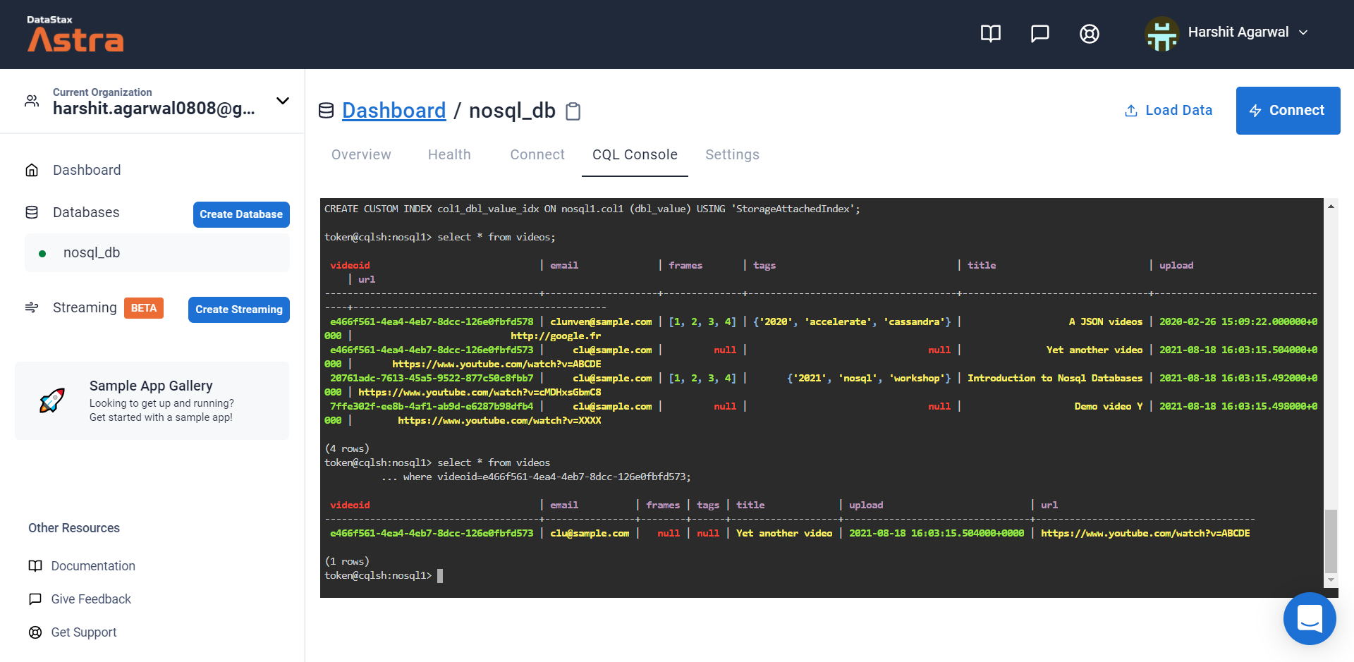 [HW] HARSHIT AGARWAL · Issue #524 · datastaxdevs/workshop-introduction-to-nosql · GitHub