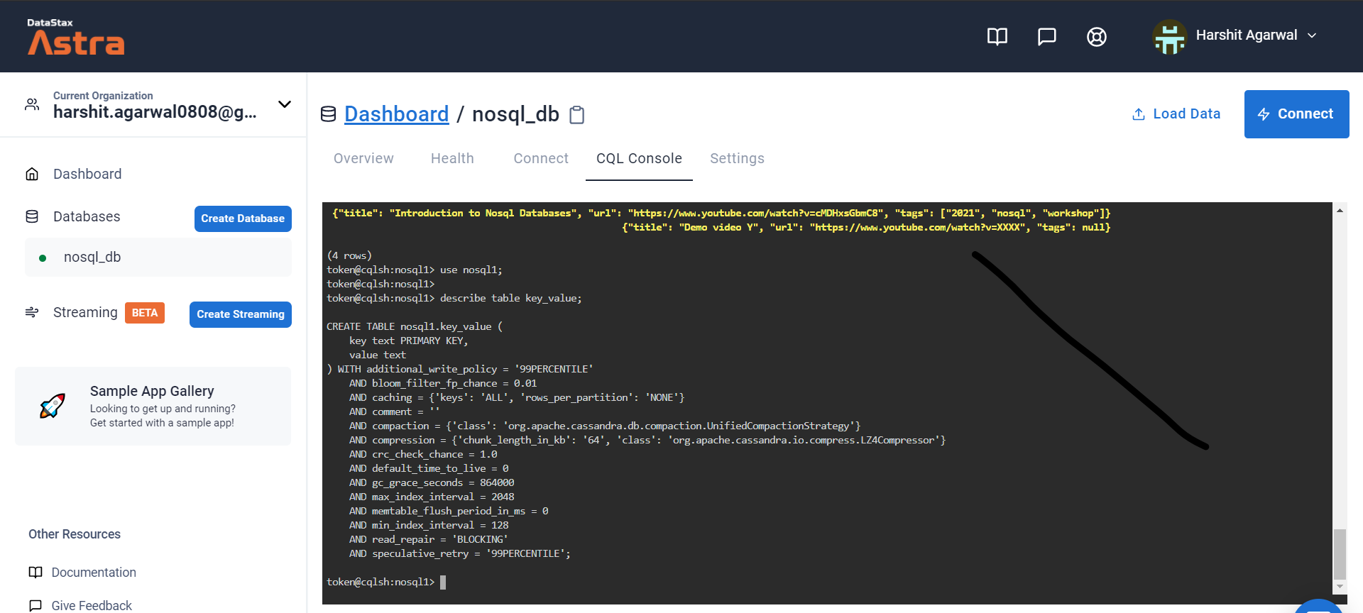 [HW] HARSHIT AGARWAL · Issue #524 · datastaxdevs/workshop-introduction-to-nosql · GitHub