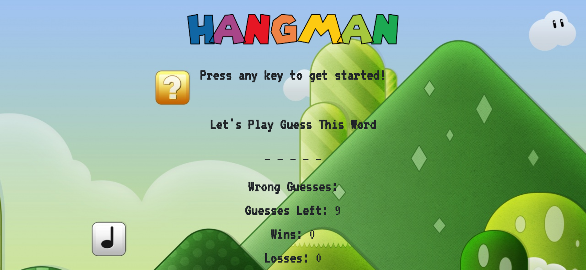 GitHub - jt227b/MarioBros-Hangman-Game: Option Two: Word Guess Game ...