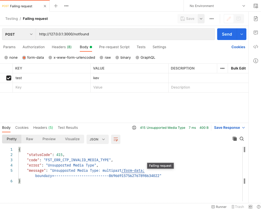 415 Error On Routes That Does Not Exist With Body Multipartform Data 