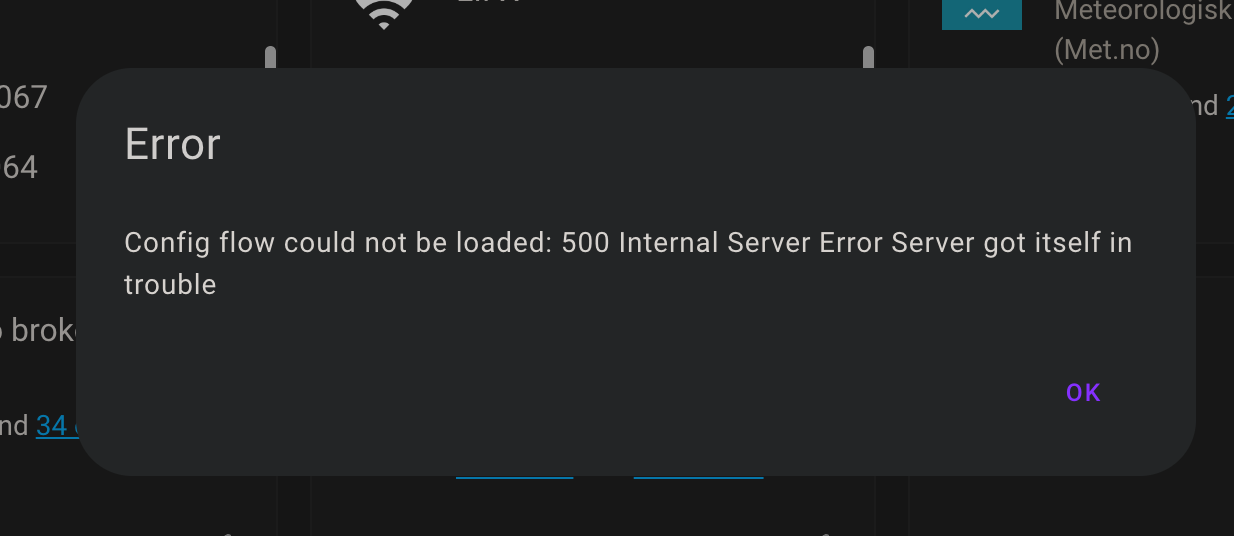 [Overkiz (by Somfy) Local] Config flow could not be loaded: 500 ...