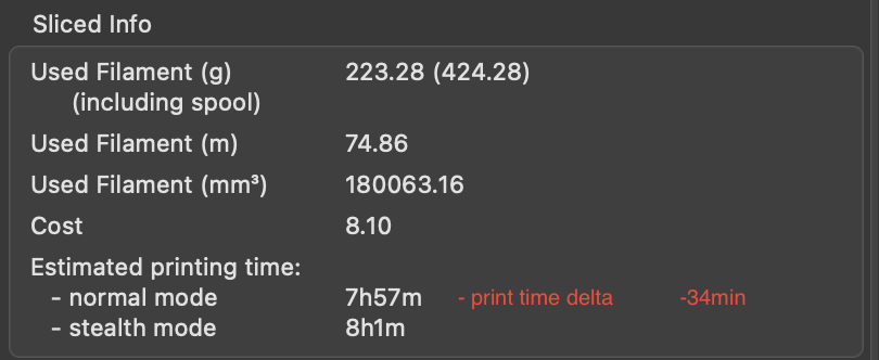[Feature Request] Show print time delta between slice setting changes ...