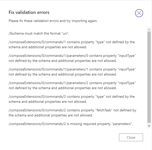 type and inputType not supported in schema v1.3 for compose extension ...