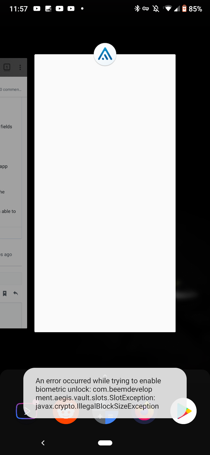Setup loop / Can't setup Biometric Unlock · Issue #339 · beemdevelopment/Aegis · GitHub