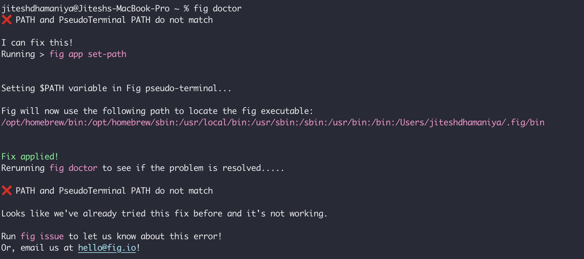 PATH and PseudoTerminal PATH do not match · Issue #952 · withfig/fig · GitHub
