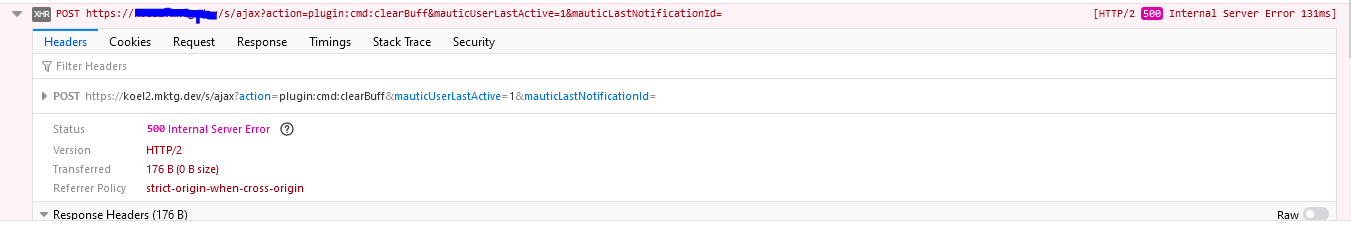 Status 500 Internal Server Error for each ajaxActionRequest Request ...