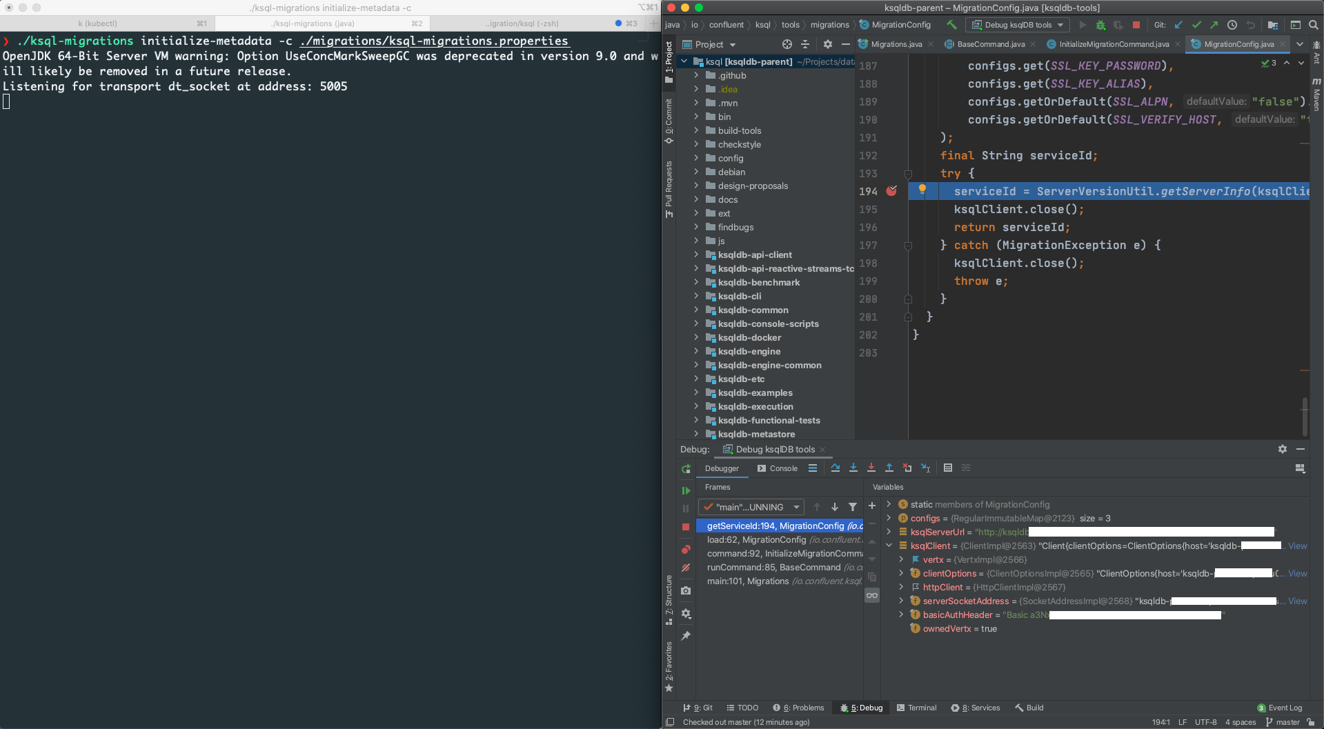 ksql-migrations hangs without any output or logs · Issue #7567 · confluentinc/ksql · GitHub
