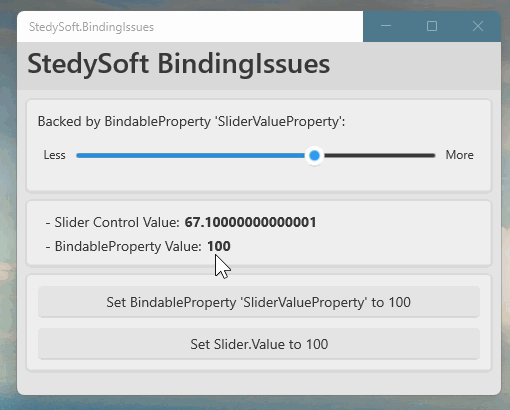[regression/8.0.0-preview.7.8842] Binding Issue: Multiple platform Slider control 'Value ...