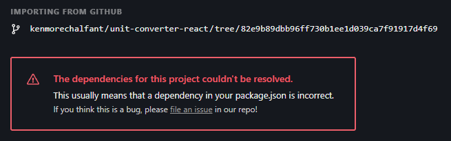 Stackblitz fails to run a project using convert-units package because the dependencies couldn't ...