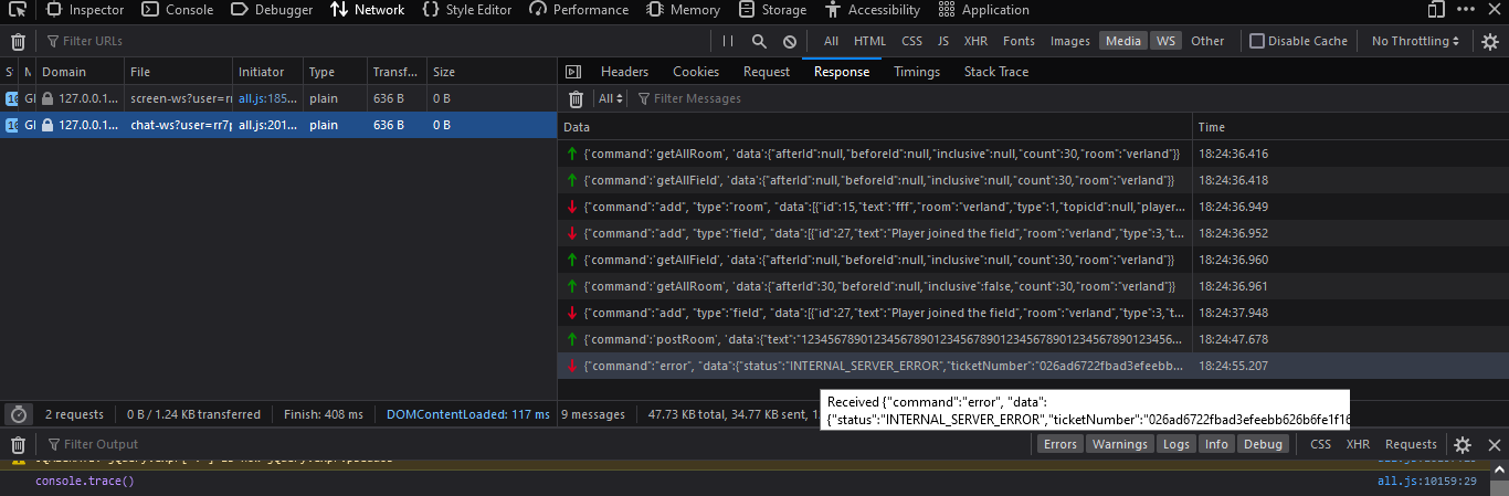 [bug][chat] The message about exceeding the characters in the chat contains a list of the table ...