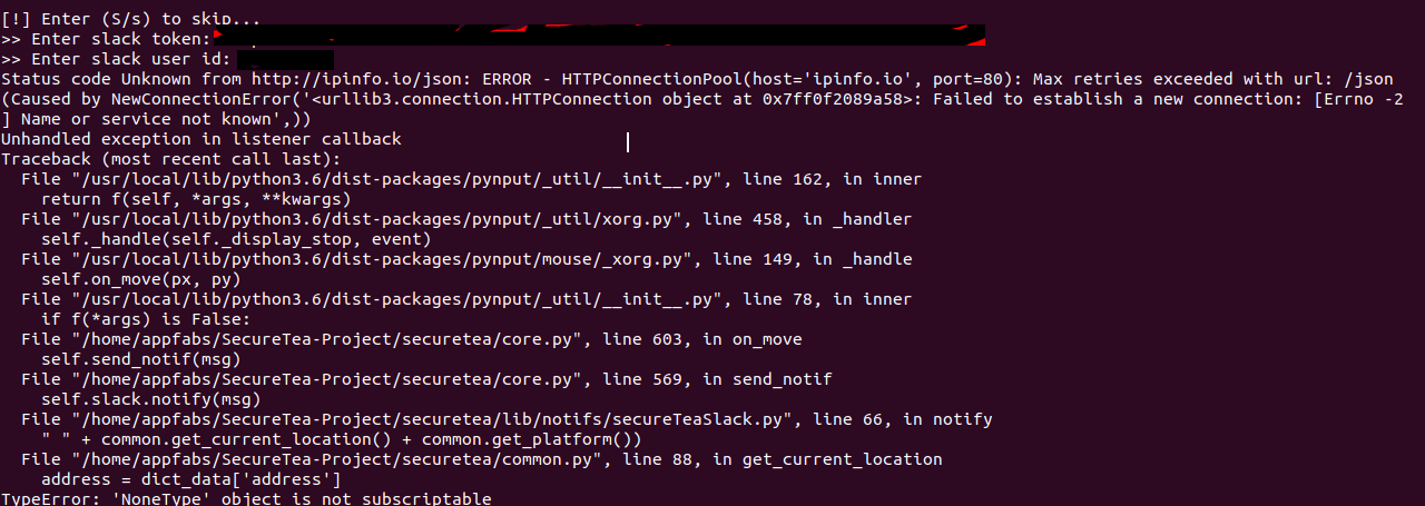 Error in listener callback · Issue #251 · OWASP/SecureTea-Project · GitHub