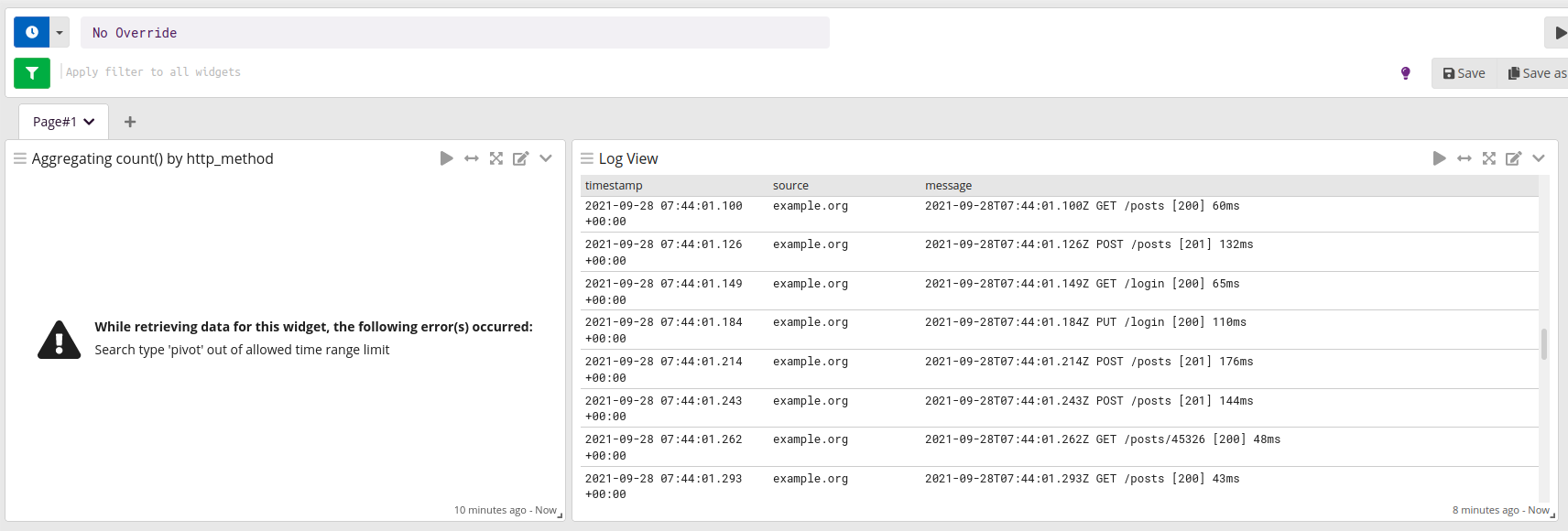 When Loading A Saved Search With A Time Range Which Exceeds The Query Limit The Search Page