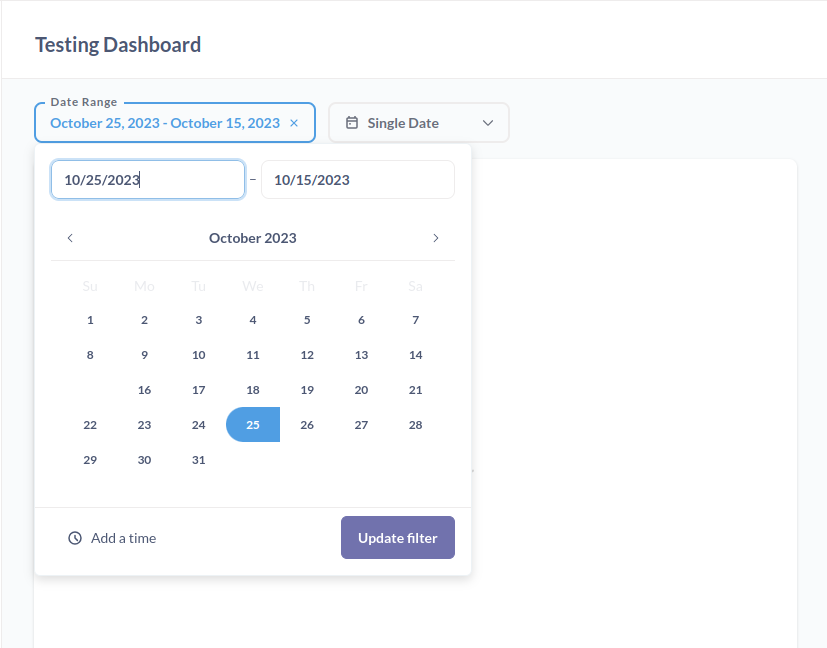 Date Range Filter I Can Set A Range In Which From Is A Later Date Than To · Issue 35043