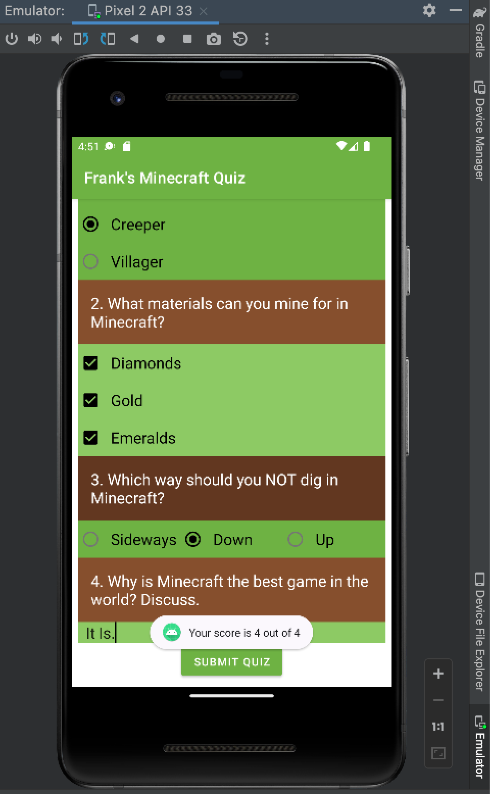 GitHub - martamitchell/MinecraftQuiz: Android mobile app built with XML and Java for Udacity ...