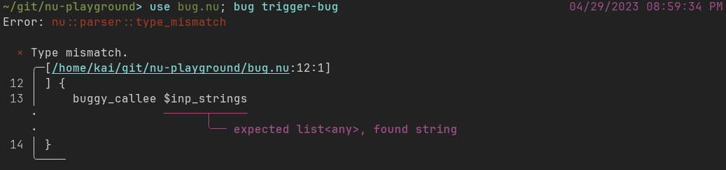nushell infers wrong type for variadic parameters during parse/verification phase · Issue #9058 ...