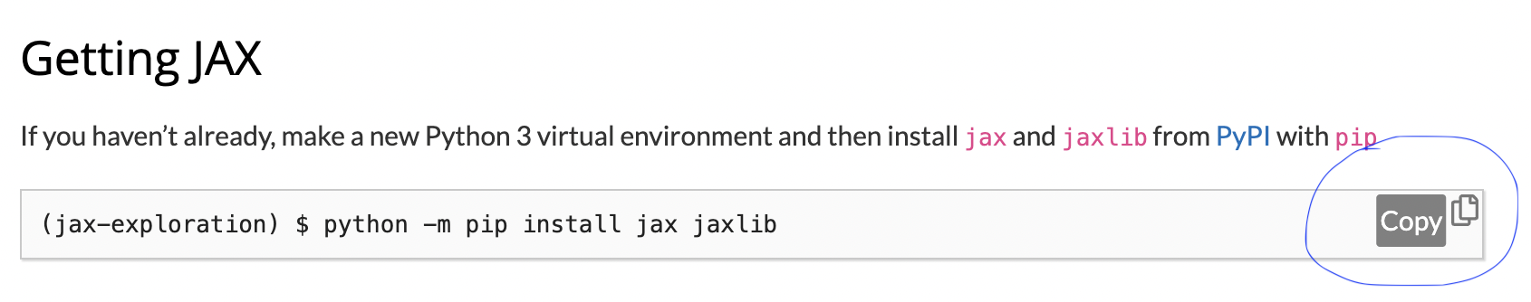 improvement - add 'copy to clipboard' functionality to the "run this command" on getting started ...