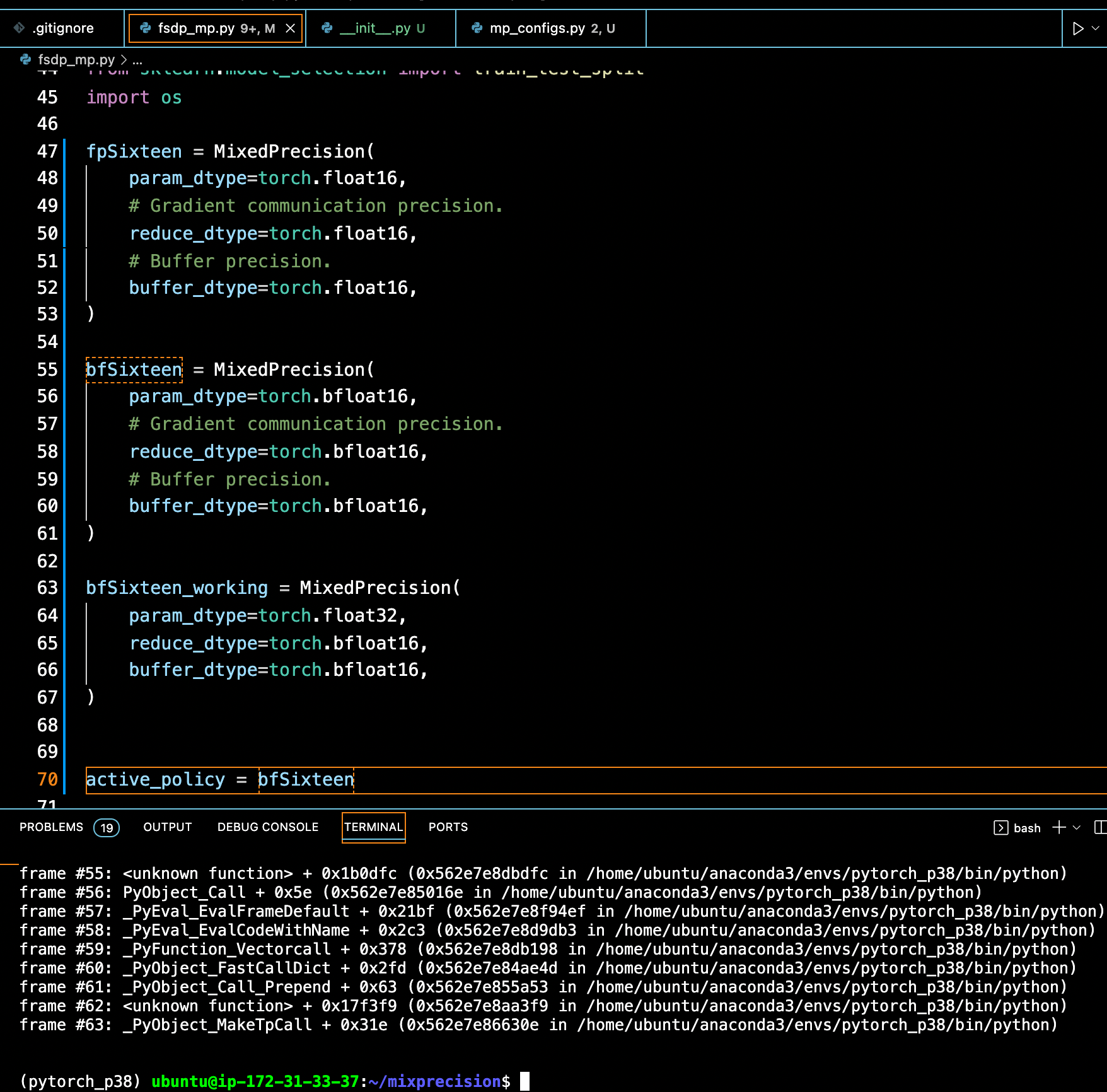 [FSDP] [Mixed Precision] using param_dtype breaks transformers ( in ...