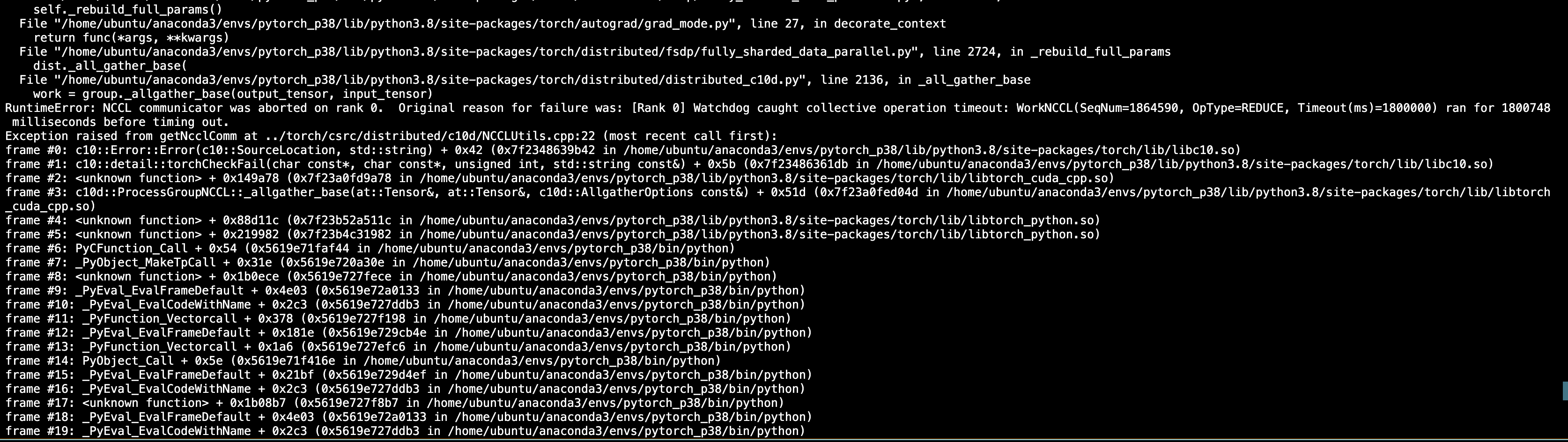 [FSDP] Crashing at end of training epoch, e1 on clusters, e7+ on single node - collective ...