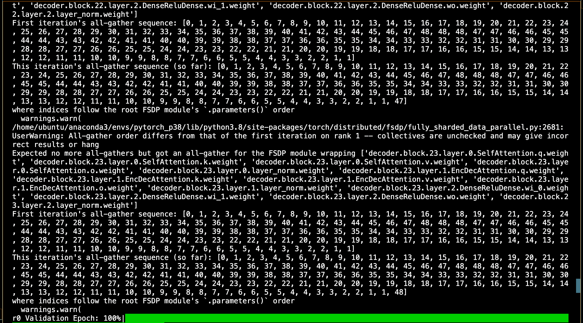 [FSDP] Crashing at end of training epoch, e1 on clusters, e7+ on single node - collective ...