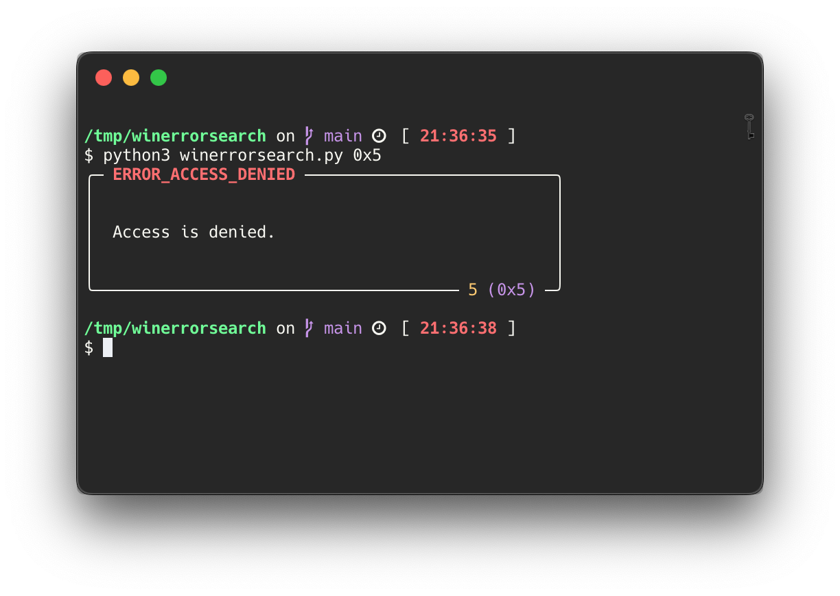 GitHub - cyberbutler/winerrorsearch: A small utility script for resolving Win32 Error Messages ...