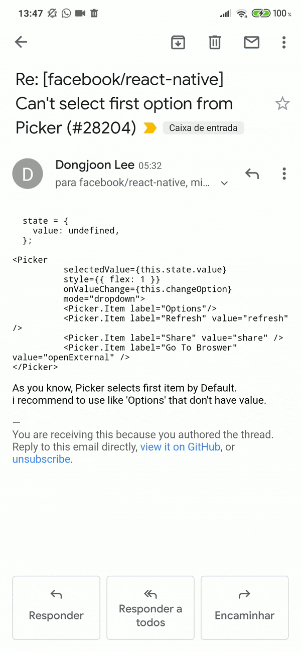 Can't select first option from Picker · Issue #28204 · facebook/react-native · GitHub