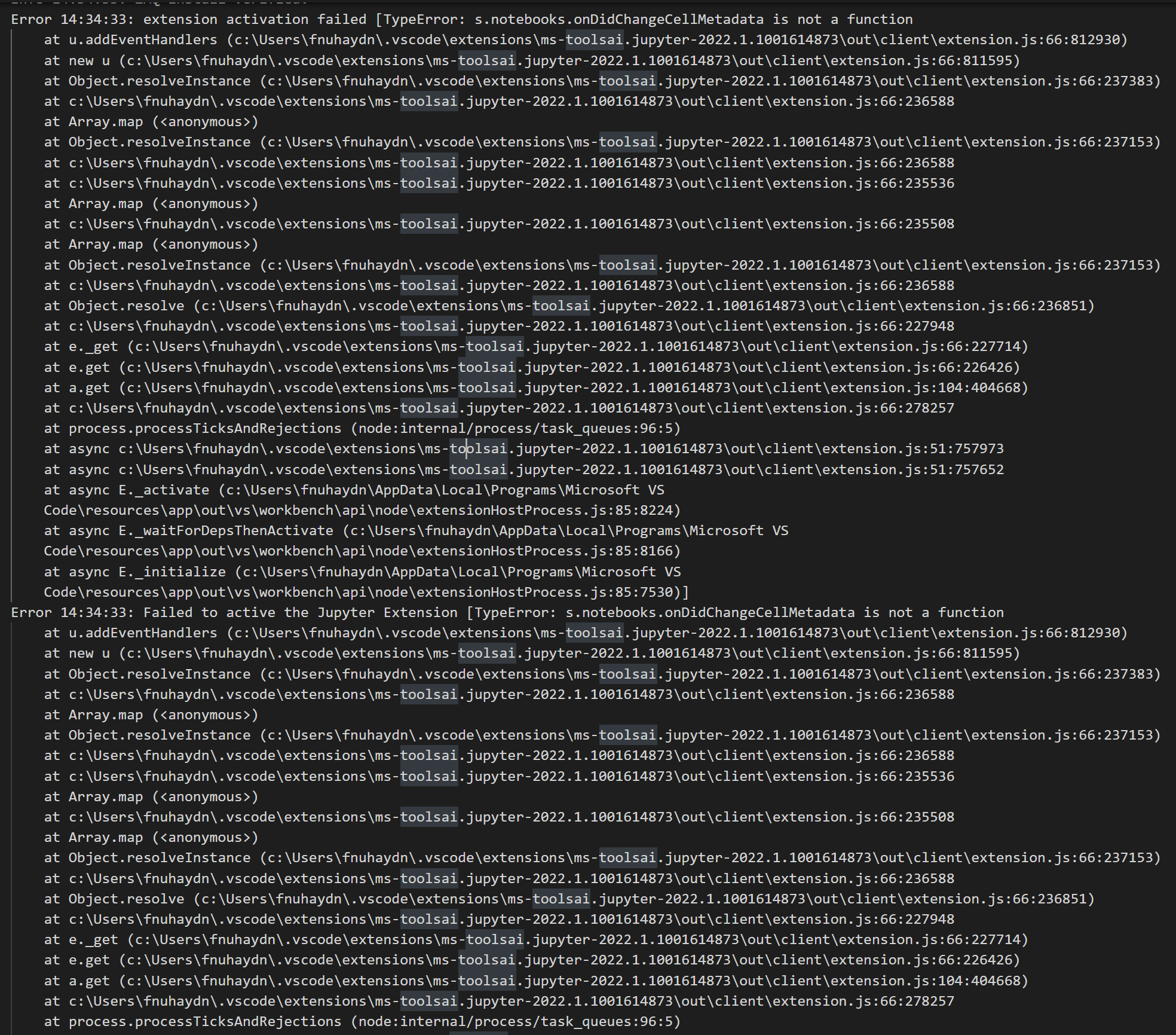 cannot use "Juypyter: Run selection/line in interactive window" in v2022.1.1001614873 ms-jupyter ...