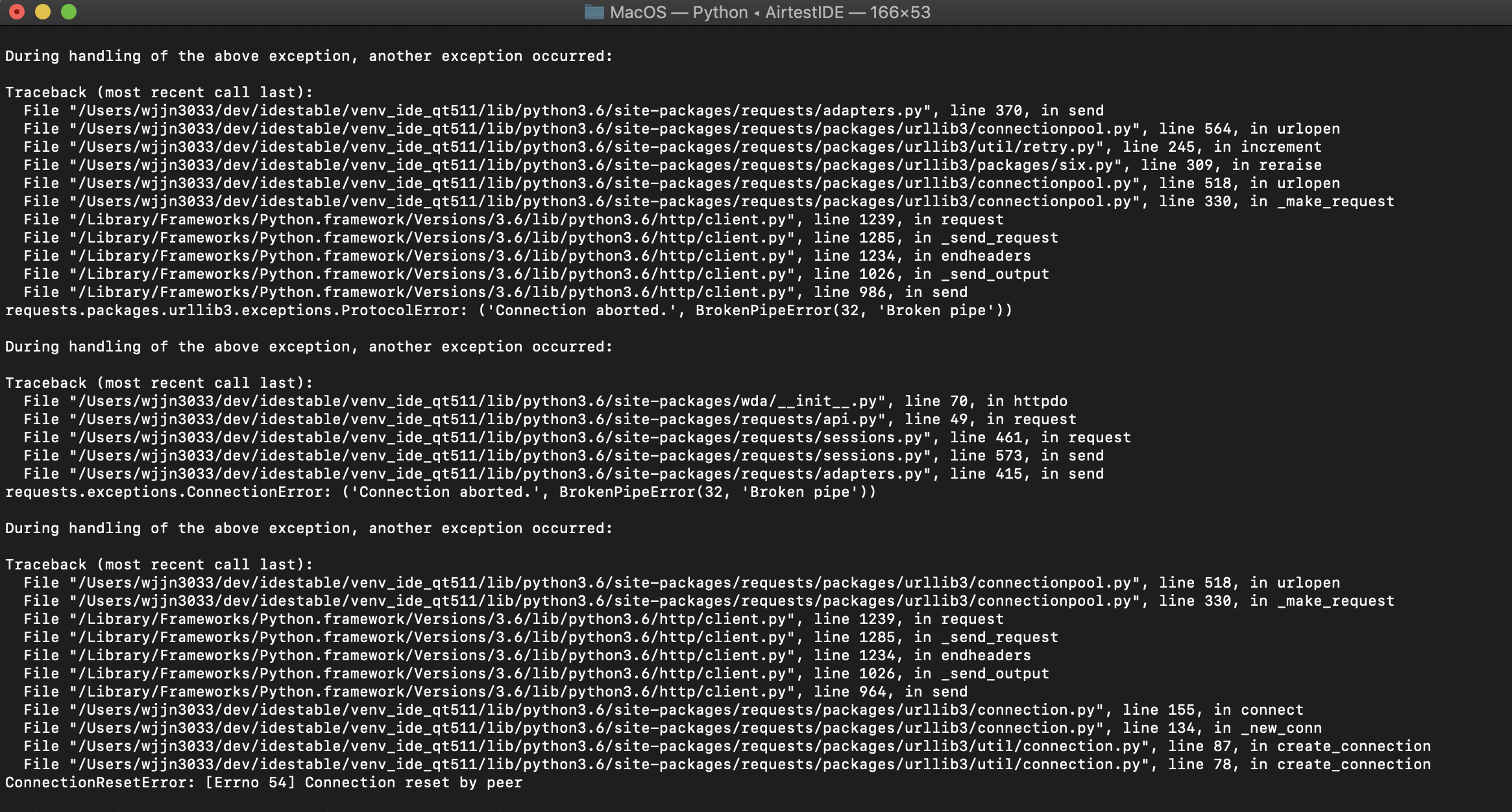 When Running Airtest With Custom Python With Mac Aitest Ide An Error