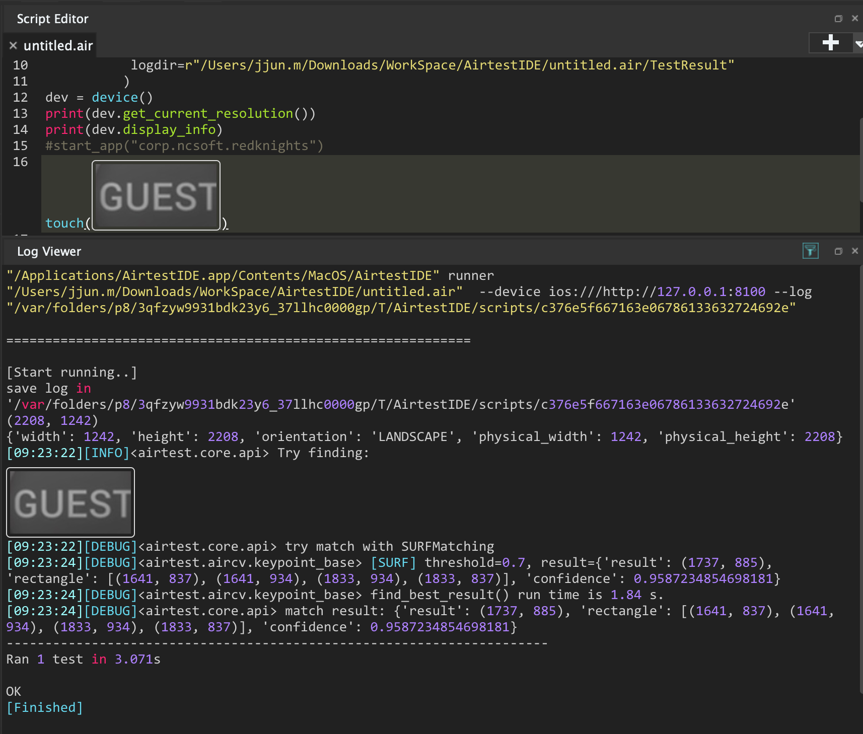 When Running Airtest With Custom Python With Mac Aitest Ide An Error