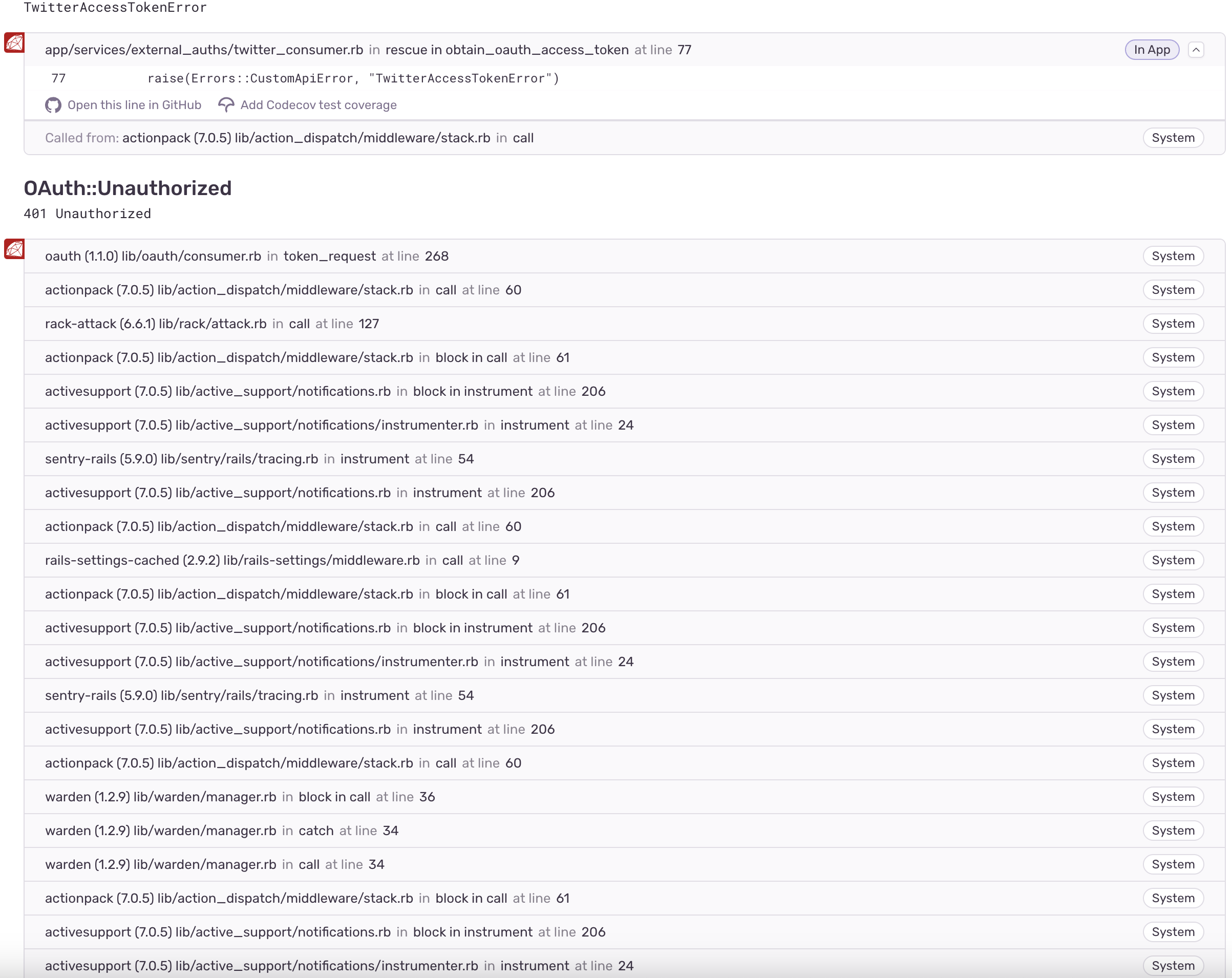 Skylight and Sentry stacktrace issues · Issue #461 · skylightio/skylight-ruby · GitHub