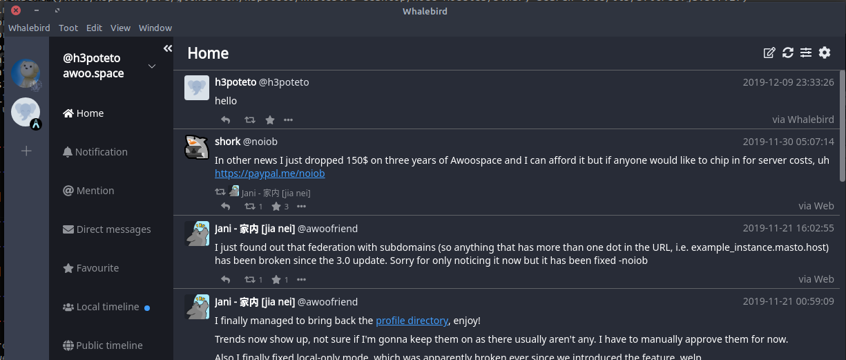 Stuck on loading, nothing is being fetched · Issue #1075 · h3poteto/whalebird-desktop · GitHub